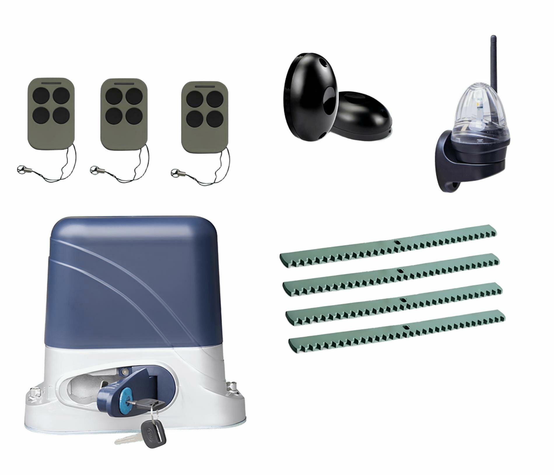 Автоматика для откатных ворот KSL-800 FULL-4K4-Т3, комплект: привод, 3 пульта, фотоэлементы, лампа, 4 рейки