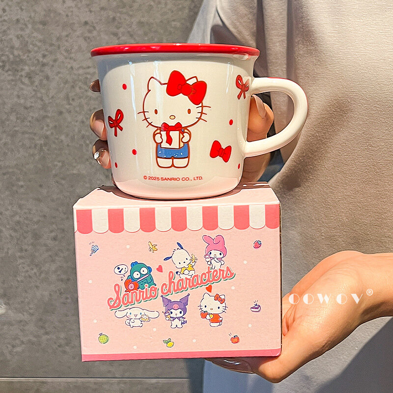 Кружка Sanrio Hello Kitty с логотипом бренда, новая высококачественная детская молочная чашка, керамическая чашка для дома, подарок на день рождения