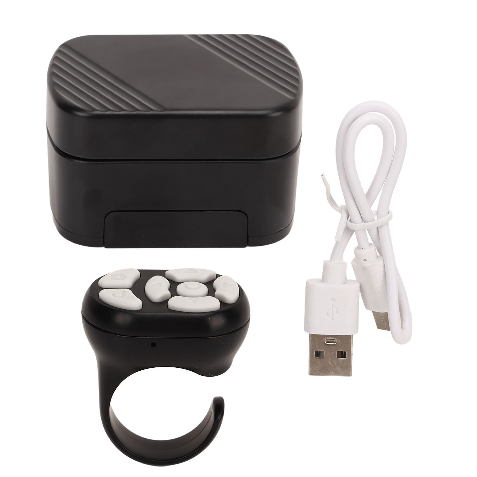 Пульт дистанционного управления с прокруткой, Bluetooth-приложением, кнопкой дистанционного управления затвором для селфи-камеры, с зарядным чехлом для мобильного телефона, черный.