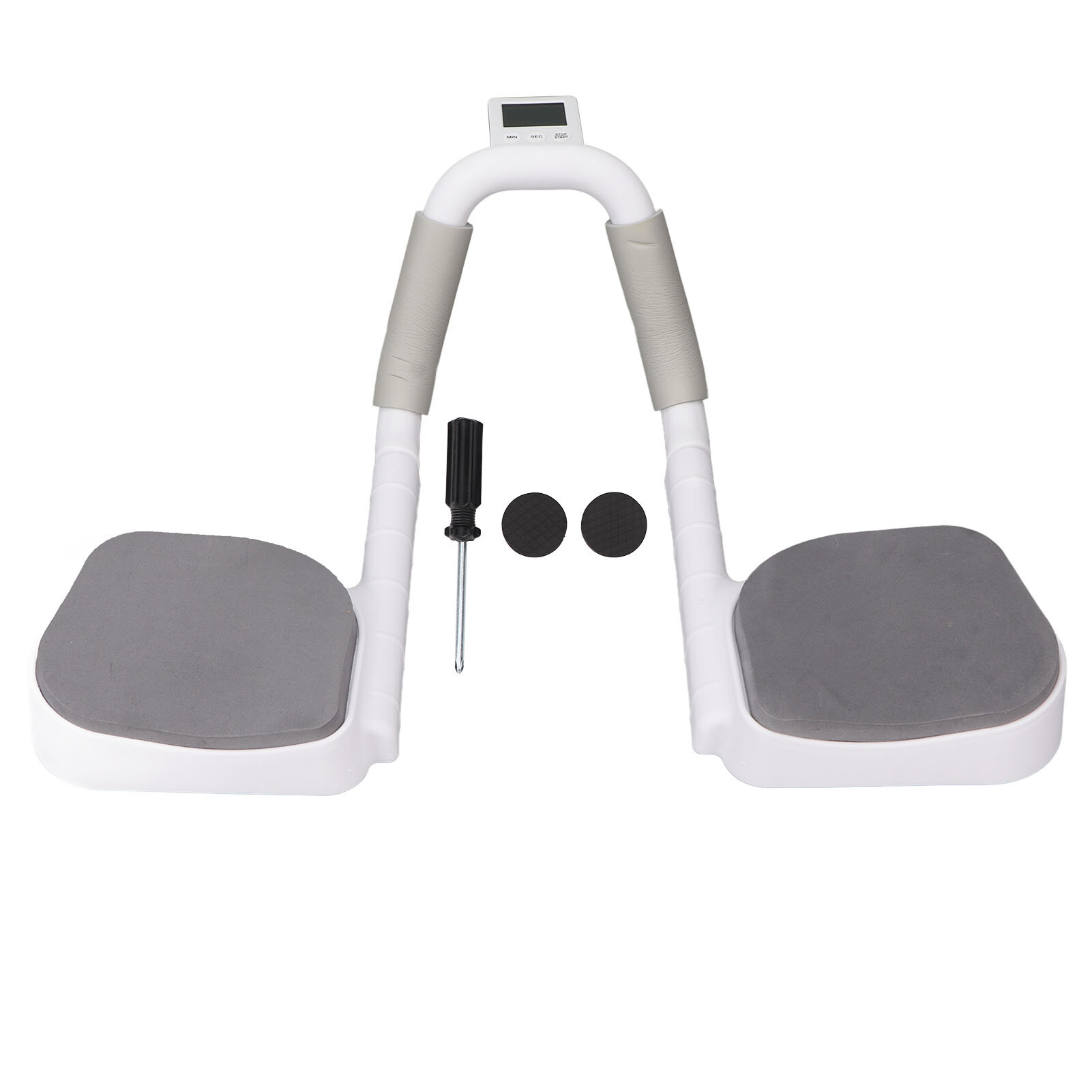 Многофункциональный тренажер Core Trainer Plank с дисплеем времени, регулируемым углом наклона и шириной, нескользящей поверхностью для домашних тренировок, белый цвет