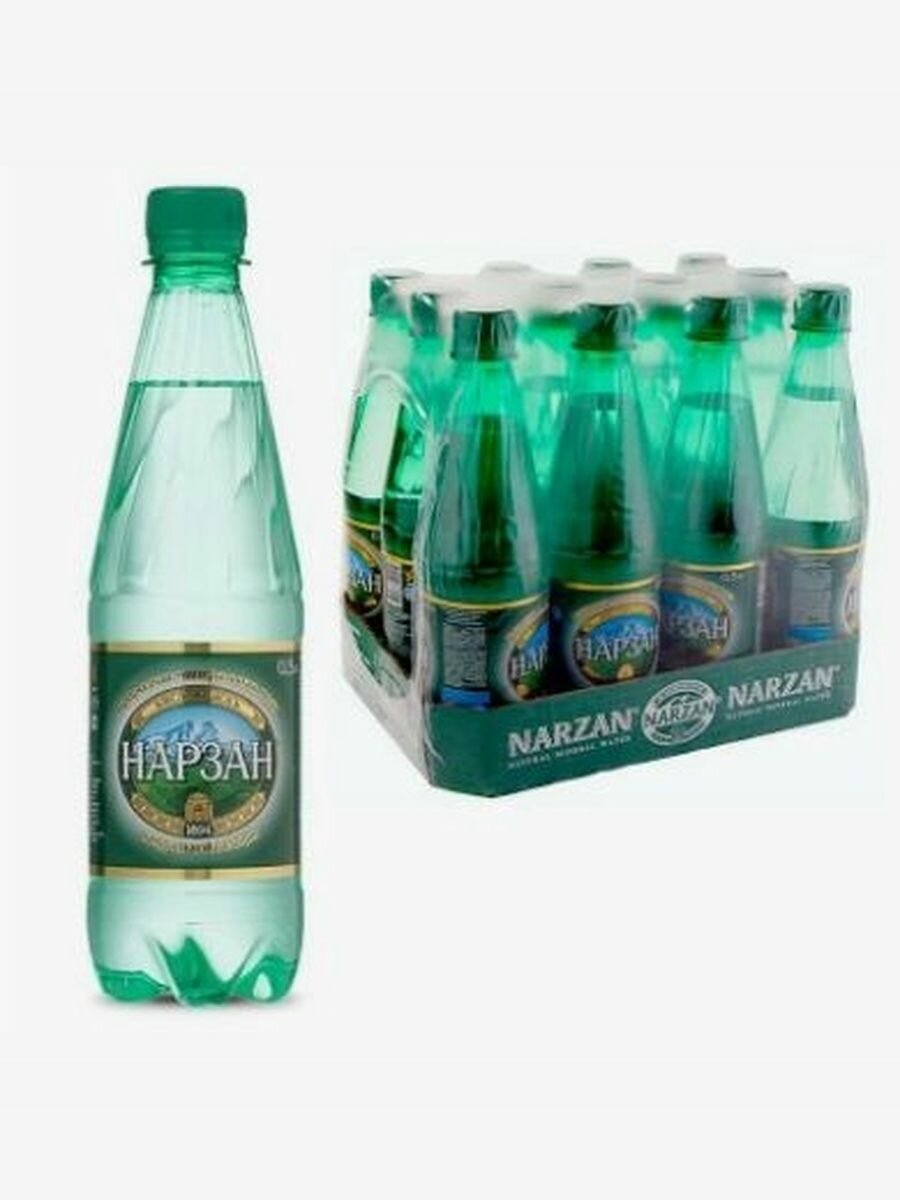 Вода минеральная газированная Нарзан 12 шт по 0.5 л ПЭТ