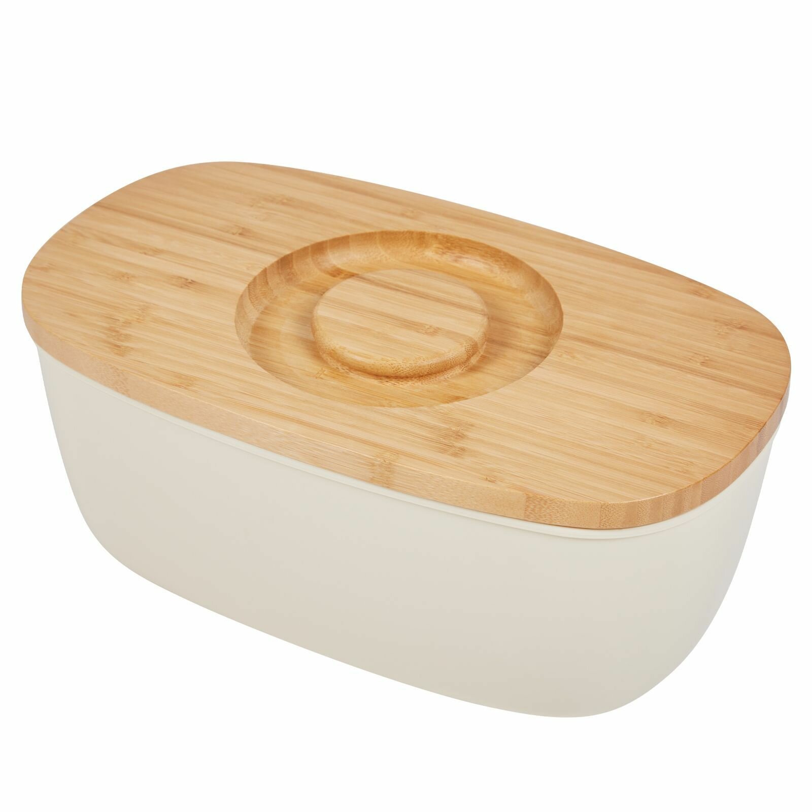 Хлебница с деревянной крышкой / Сухарница пластиковая для хлеба