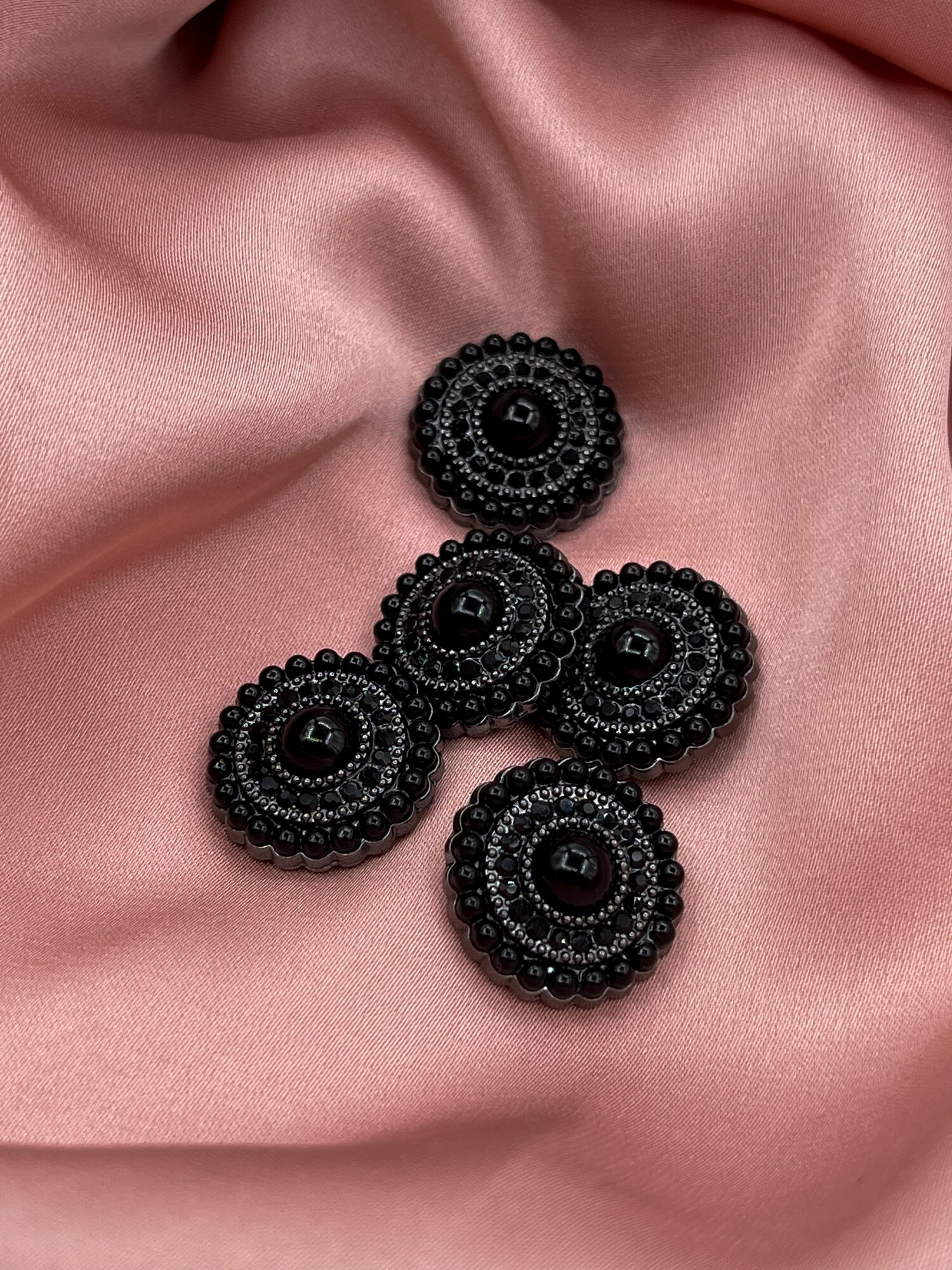 Пуговицы черные с жемчугом 18 мм, 5 штук