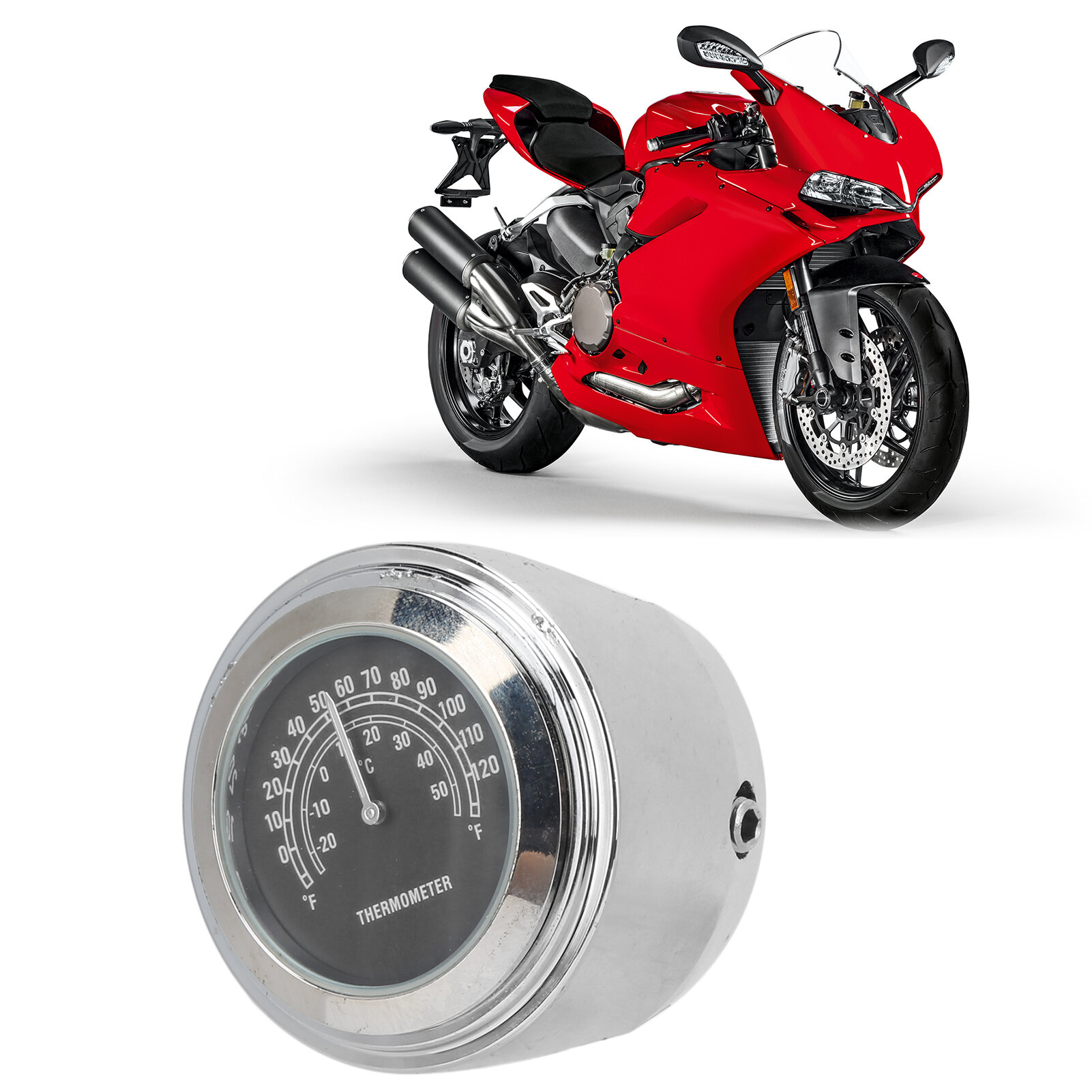22-25 мм термометр на руль мотоцикла, часы, датчик температуры для мотоцикла, аксессуар, черный