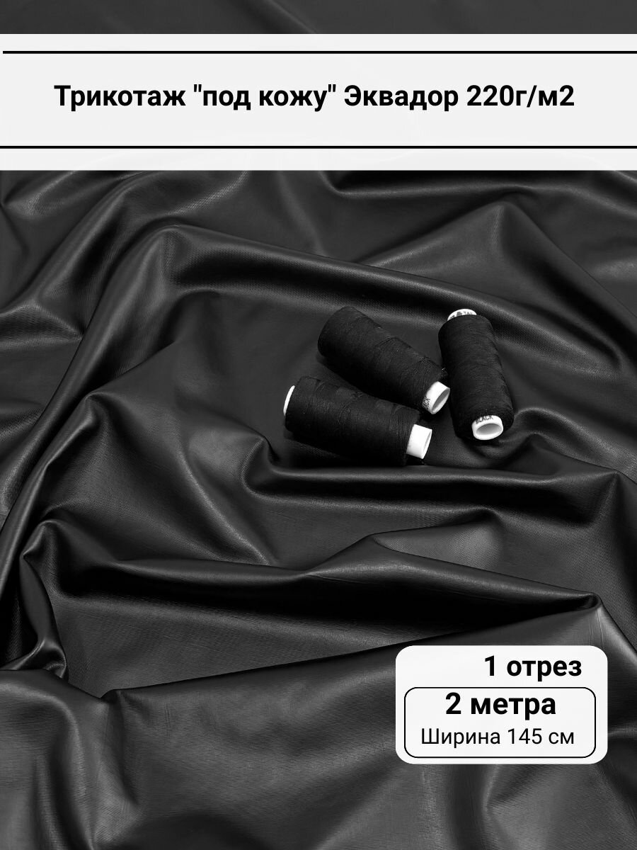 Ткань для шитья Трикотаж "под кожу" Эквадор цвет черный отрез 2 метра