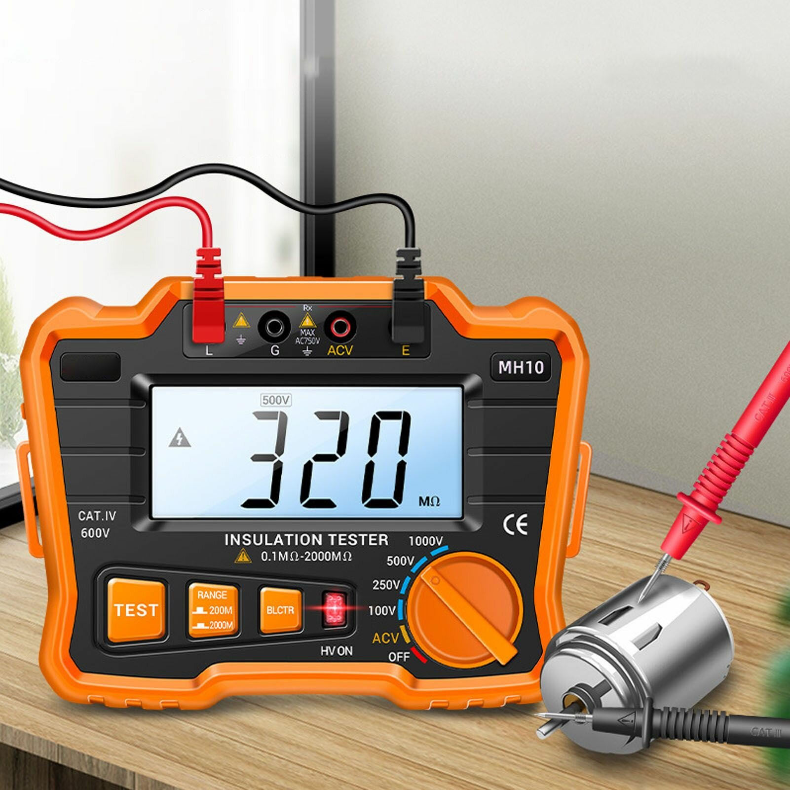 Мегаомметр: цифровой тестер изоляции, 1999 отсчетов, измеритель сопротивления, LCD.