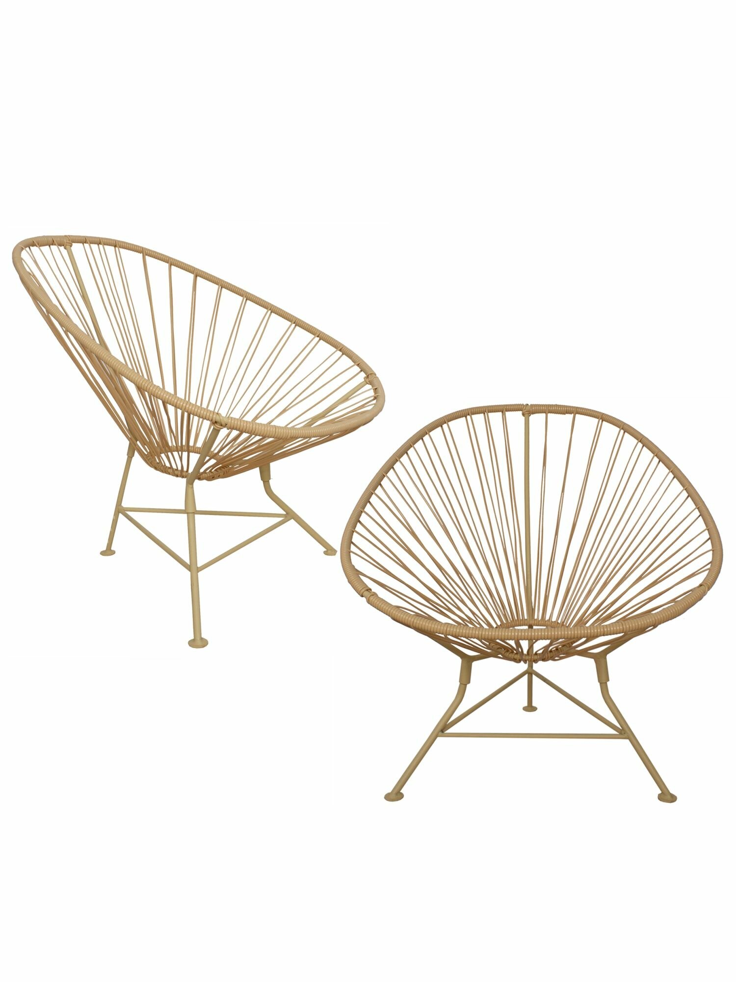 Кресло ракушка мини, бежевый, комплект из 2 штук