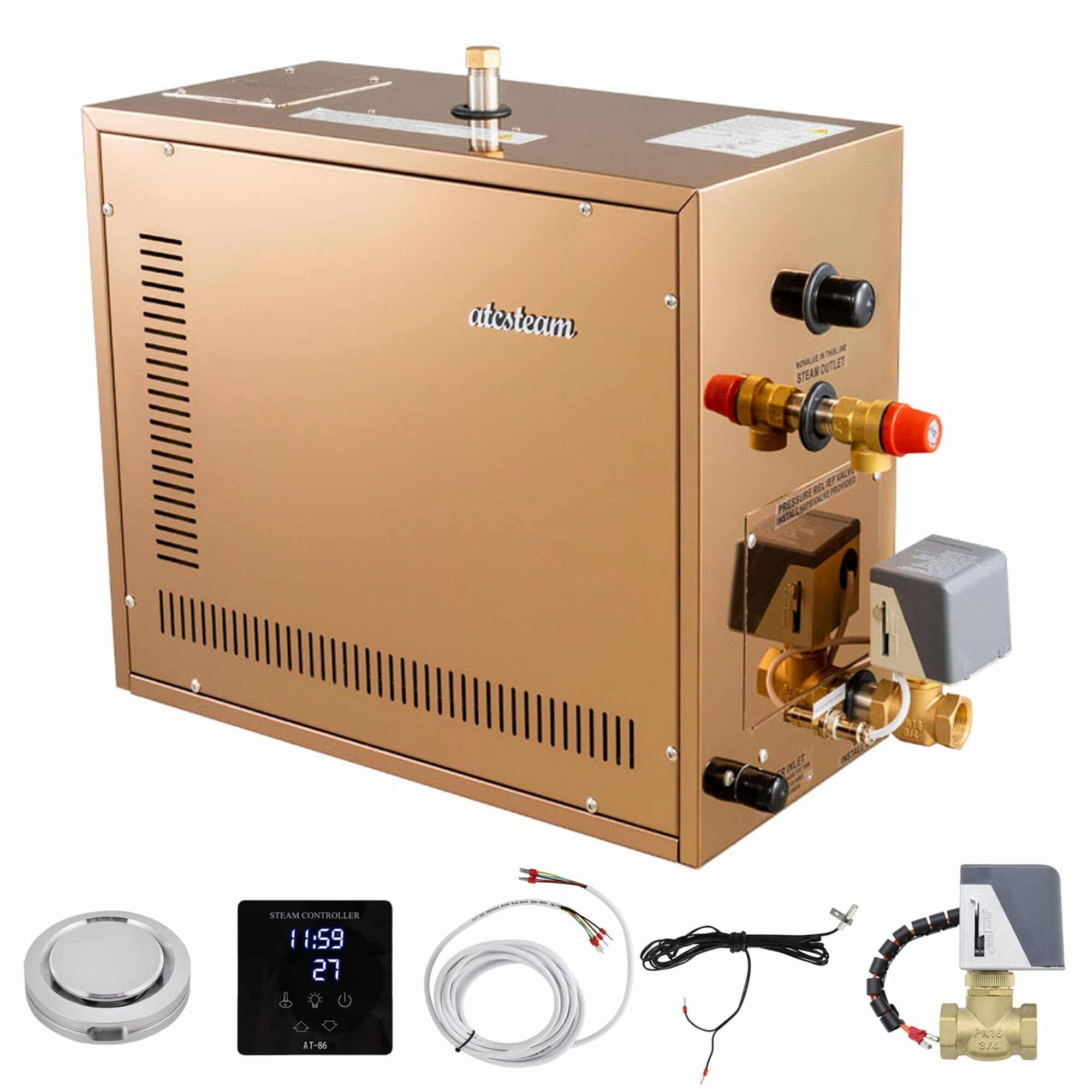 Парогенератор для бани, парогенератор для хамама, 3 кВт, 220 В, с цифровым контроллером и функцией автоматического слива, до 3 м3