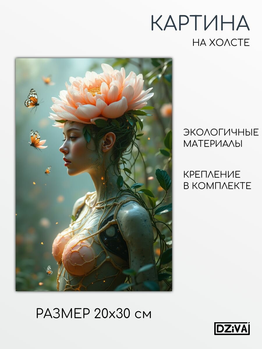 Картина на холсте "Цветочная нимфа" 20x30 см