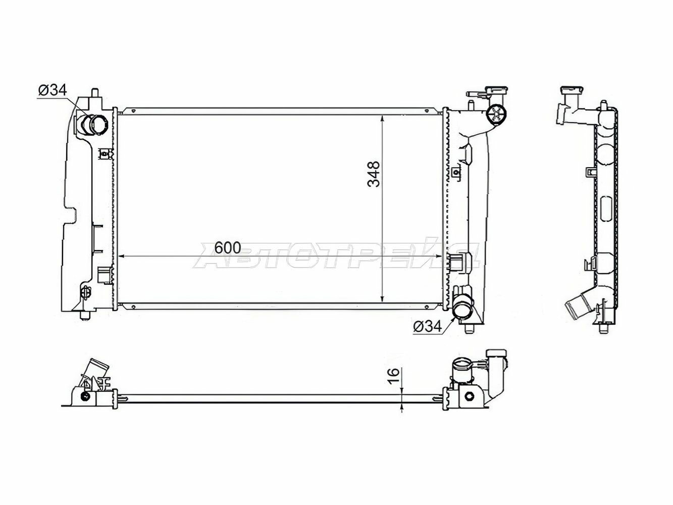 Радиатор охлаждения двигателя для Тойота Авенсис, Королла арт TY0001120MT SAT