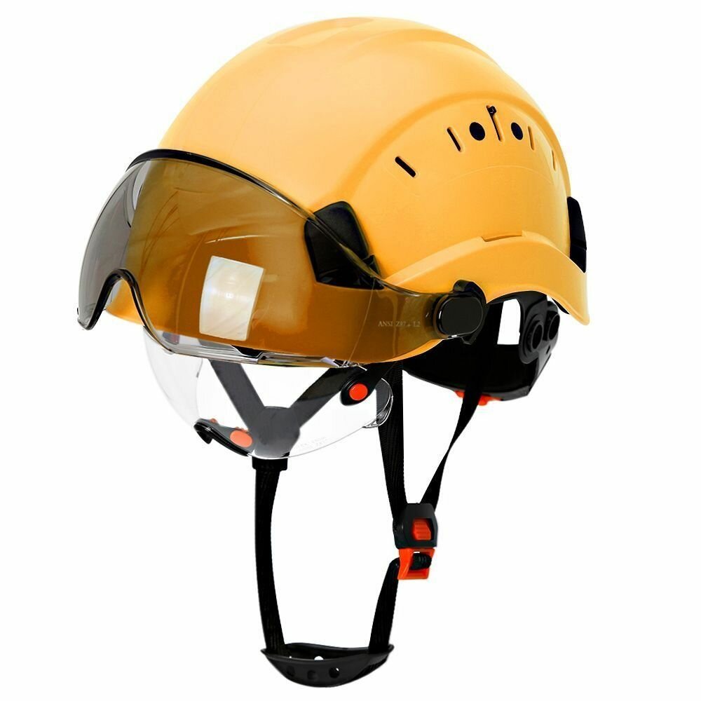 Строительная каска (защитный шлем) с регулируемыми двойными очками, наружные солнцезащитные и встроенные прозрачные очики