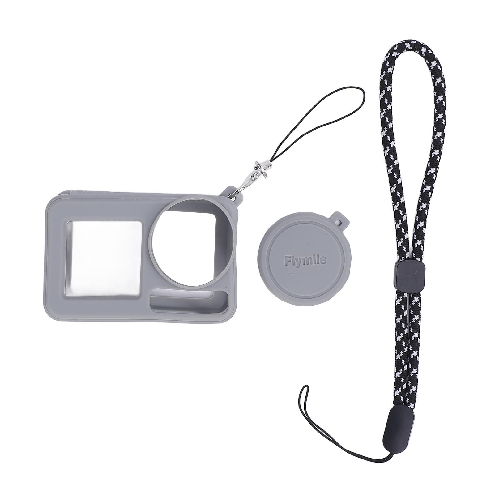 Силиконовый чехол для Спортивной Камеры Action 5 Pro, Моющийся Мягкий Противоударный Чехол для Спортивной Камеры с Ремешком для Крышки Объектива Серого Цвета