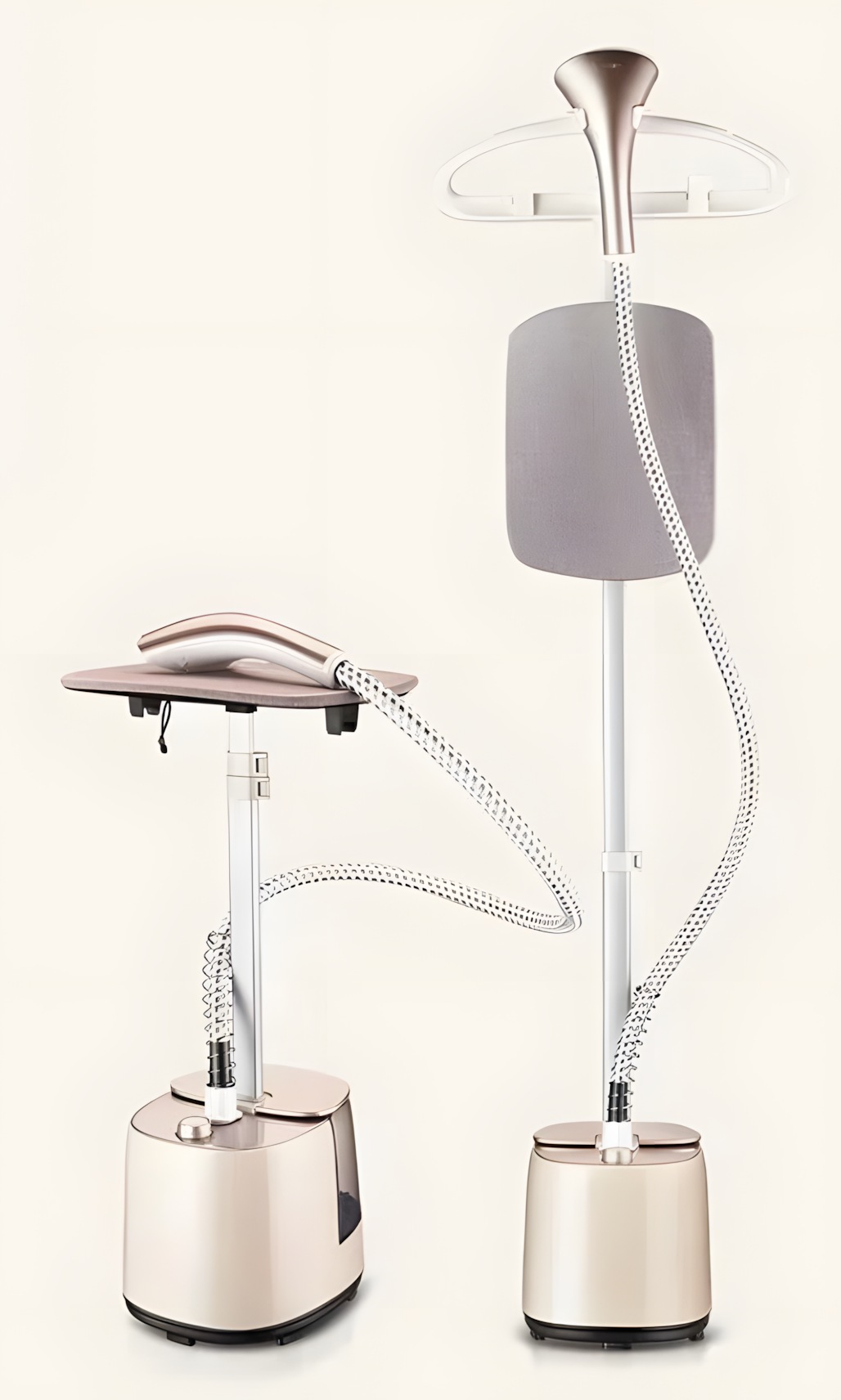 Вертикальный отпариватель с гладильной доской, 138х28 см, бежевый/серый