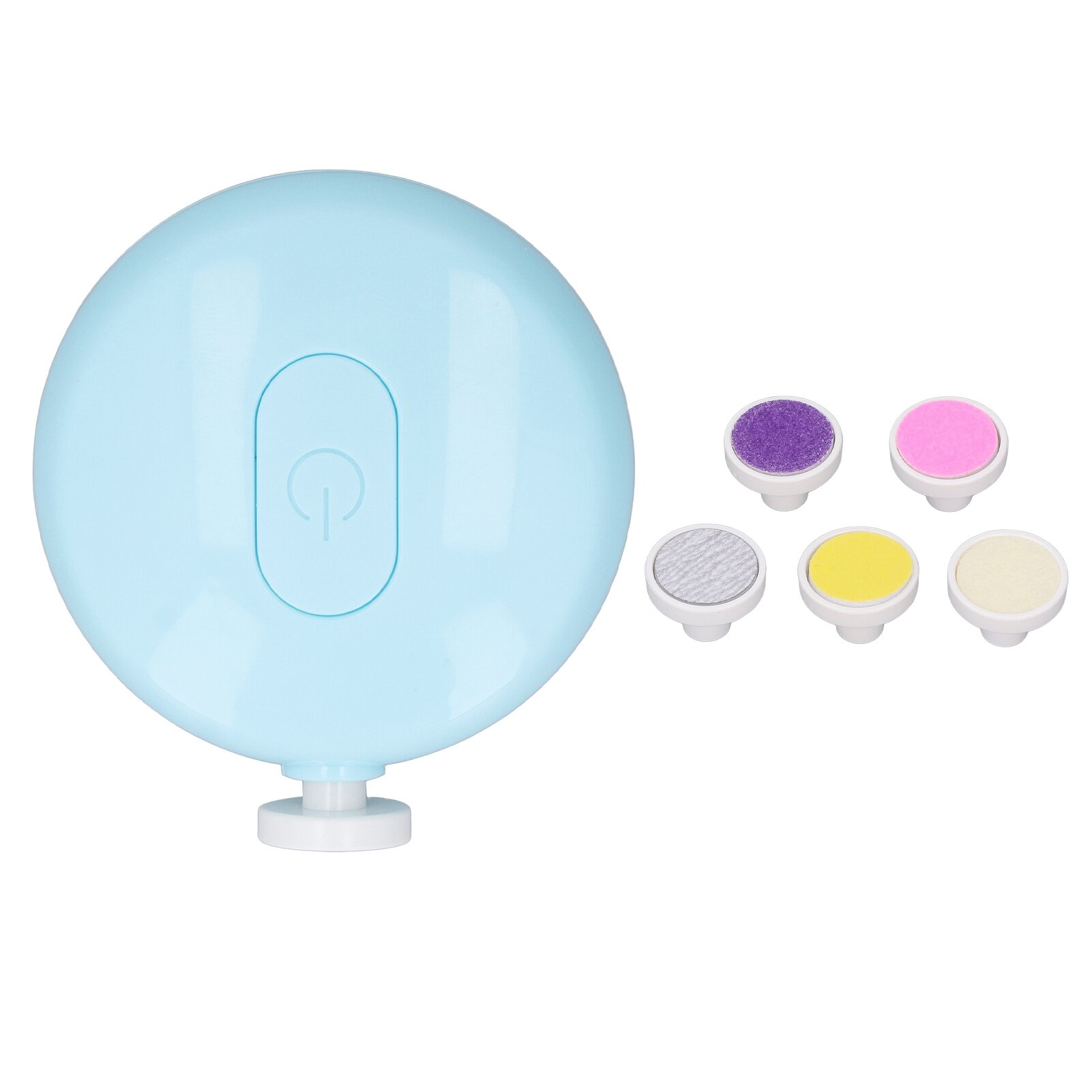 Детский набор для стрижки ногтей: безопасные электрические пилочки для ногтей для младенцев, малышей и взрослых, со сменными 6 шлифовальными насадками, синий цвет.