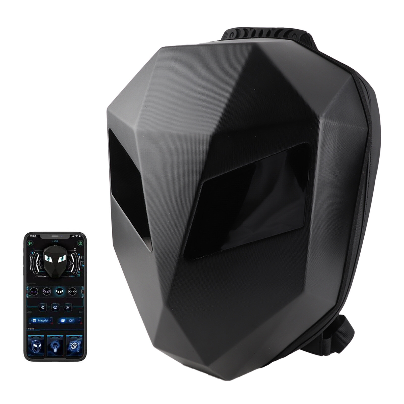 Рюкзак со светодиодной подсветкой, управлением через Bluetooth-приложение, программируемым экраном, жестким корпусом, сумкой для шлема, для путешествий и езды на мотоцикле.