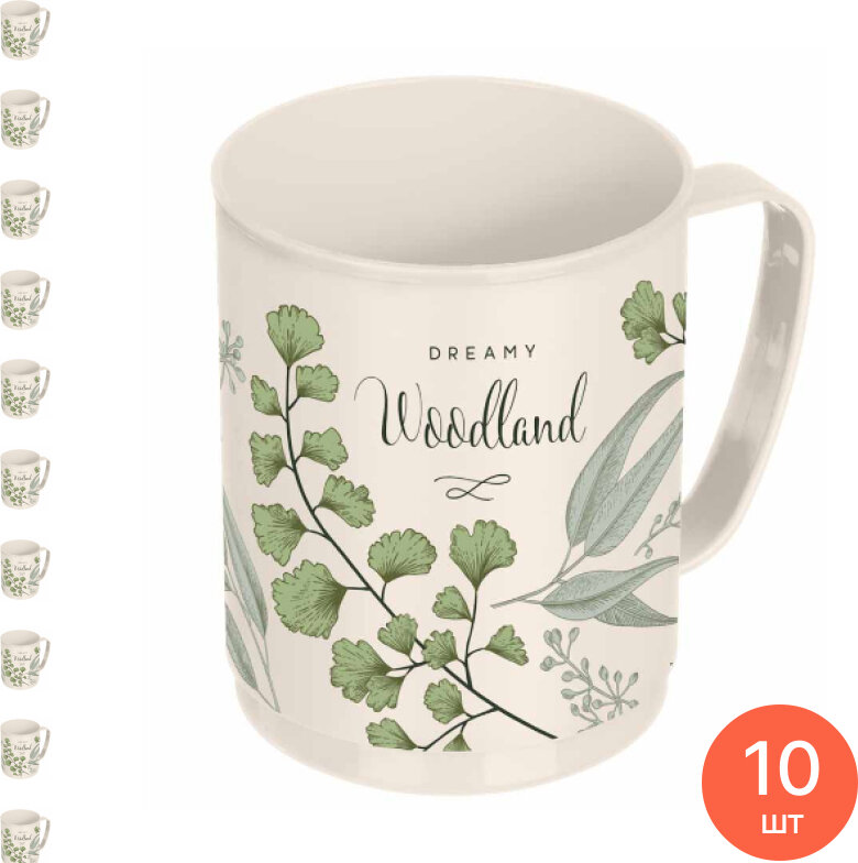 Кружка Phibo Picnic с декором полипропилен бежевая 0.4л (комплект из 10 шт)