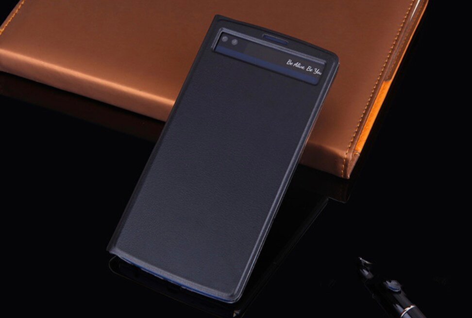 Фирменный оригинальный чехол-кейс из импортной кожи Quick Circle для LG V10 H961n / H961s /H968 / F600 5.7" с умным окном Черный MyPads