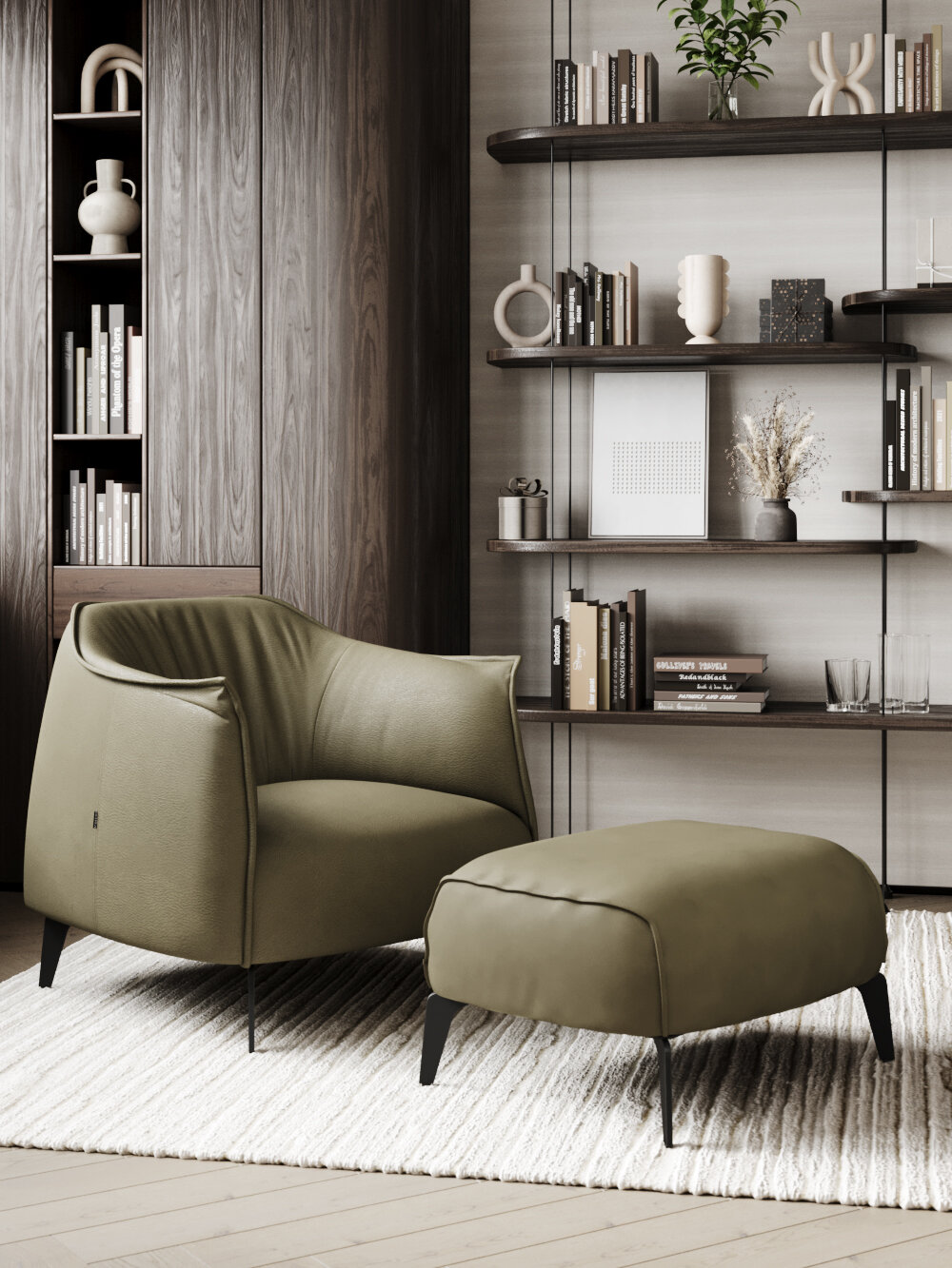 Кресло дизайнерское BELLO STANDART из эко замши. Цвет зеленый. Размер 63x72x79 (д/ш/в)