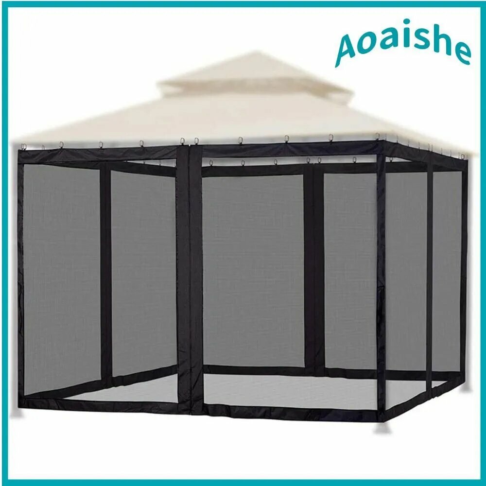 Москитная сетка, двусторонняя молния, 3 м x 3 м, черный матовый цвет