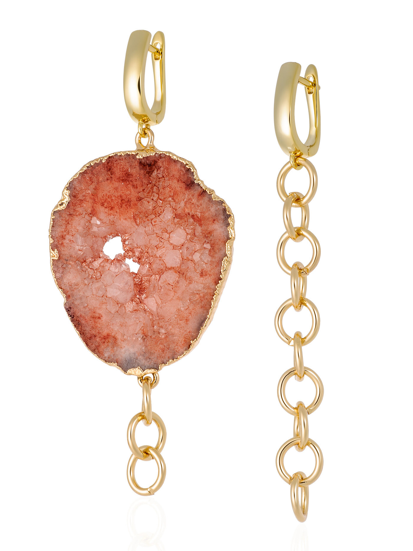 Серьги непарные, кварц