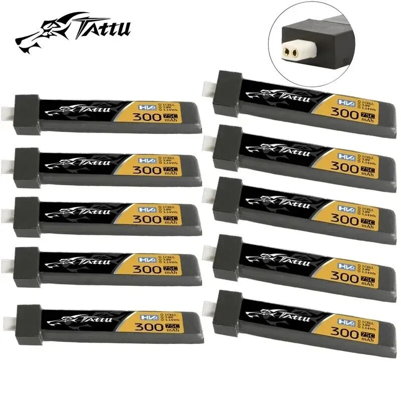 1-10 шт. Обновление TATTU 75C 1S 300 мАч 3,8 В Lipo аккумулятор с вилкой BT2.0