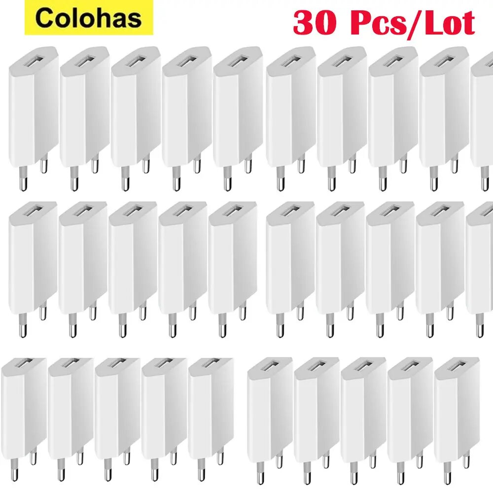 30 / 20 USB адаптеры питания Мобильные телефоны Зарядные устройства Электрические 20 pcs, white