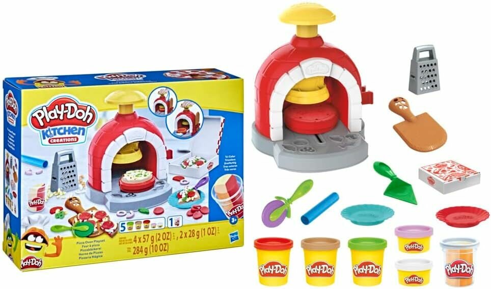 Игровой набор Play-Doh Kitchen Creations Пицца-печь с 6 банками массы для лепки и 8 аксессуарами