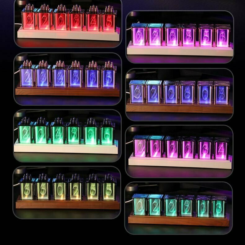 Часы "Diy Clock Decoration Glow Tube Clock", гальваническое черное дерево, с золотым жемчужно-белым покрытием