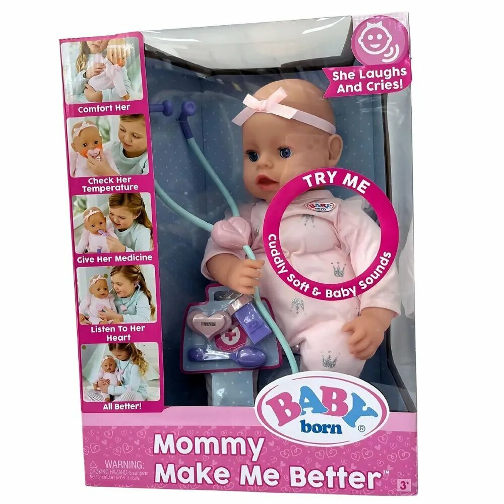 KNOW EASY-Интерактивная кукла для игры в доктора с аксессуарами, развивающая игрушка для девочек, учит заботе и ответственности, улыбается и плачет