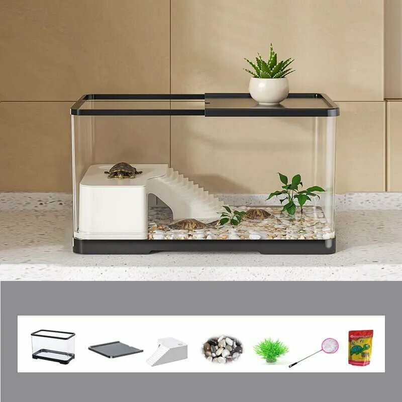 Аквариум, для черепах и амфибий, прямоугольный, стекло плексиглас, пластик，аквариум для рыбок，аквариум для черепахи，