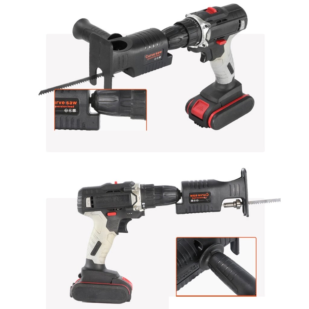 Электрическая дрель Модифицированная электрическая пила Портативная возвратно-поступательная пила Изогнутые пилы Конвертеры с 3 пилами для домашнего ремонта