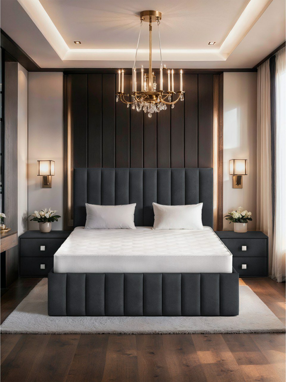 Кровать двуспальная Микс Интерьер 140х200 с подъемным механизмом, Альпия с мягким изголовьем для дома и спальни, ортопедическое основание, ящик для белья