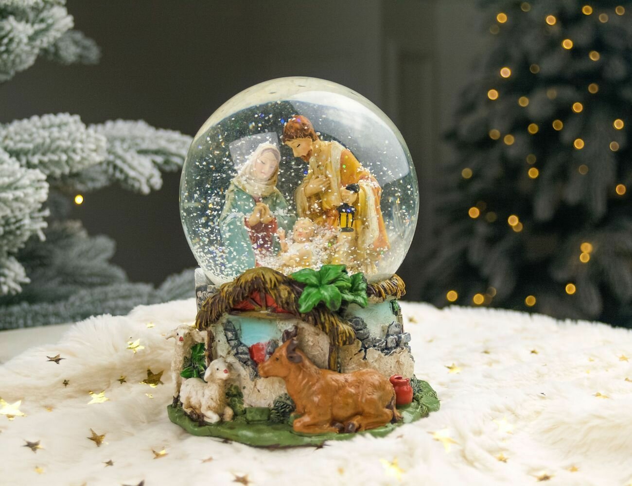Снежный шар зимнее благословение, музыкальный, механический, 14 см, Kurts Adler C7101