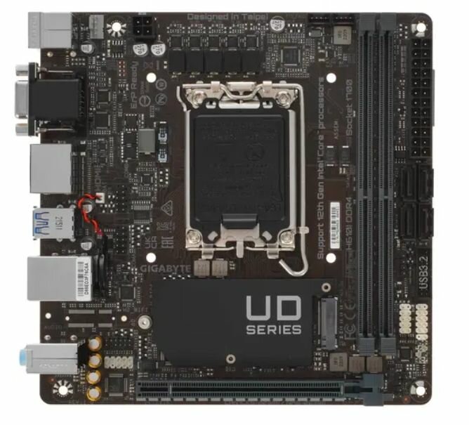 Материнская плата GIGABYTE H610I DDR4 (H610I DDR4) - LGA 1700, Intel H610, 2хDDR4-3200 МГц, 1хPCI-Ex16, 1хM.2, Mini-ITX