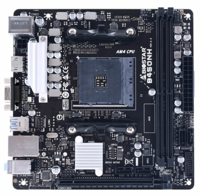Материнская плата Biostar B450NH (B450NH) - AM4, AMD B450, 2хDDR4-2667 МГц, 1хPCI-Ex16, 1хM.2, Mini-ITX