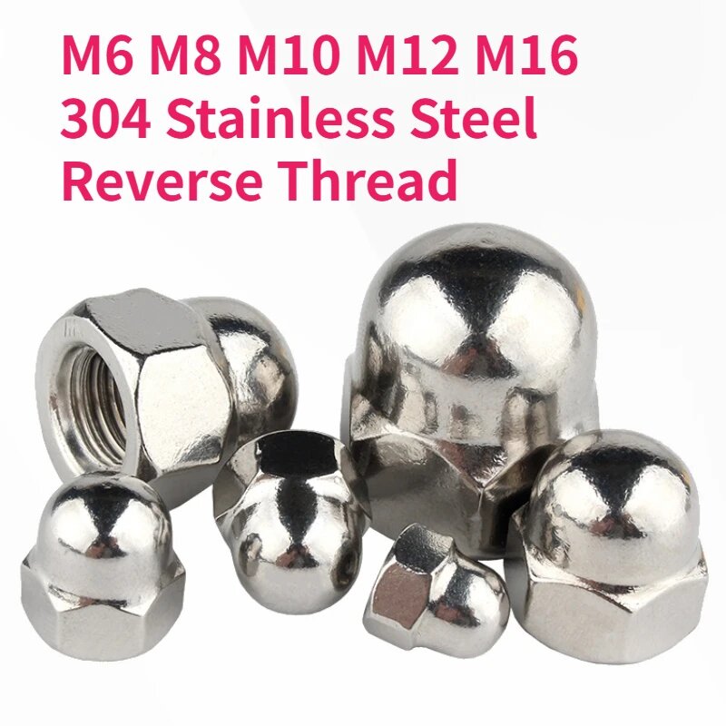 Гайки с обратной резьбой нержавеющая сталь M6 M8 M10 M12 M16 M6 -3pcs