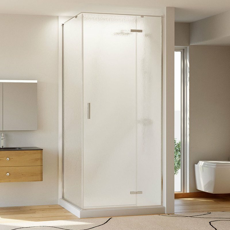 Душевой уголок Veconi Rovigo RV-073R/R 100х100 см, профиль матовый хром, стекло текстурное дождь