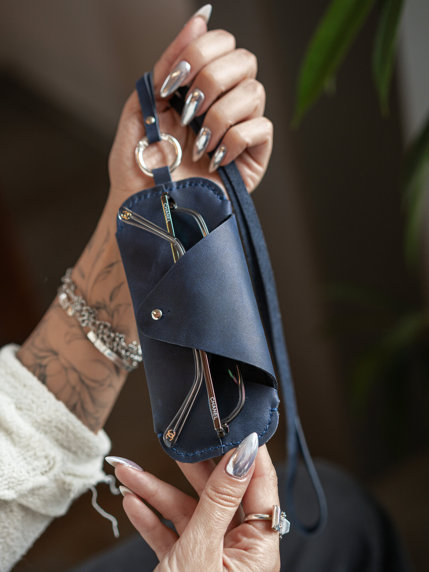 Кожаный чехол Ptaho для очков на шнурке/Футляр из натуральной кожи на шею