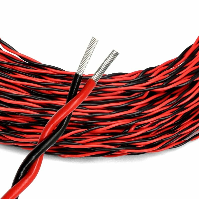 Высокотемпературный провод AFS200, витая пара, луженая медь, 20AWG (0.5mm2), Red Black, 8 meters