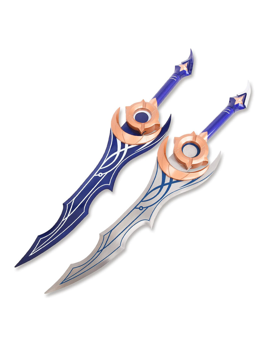 Модель оружия для коллекции: Двойные Мечи Лунной Тени из "Solo Leveling", 1:1, металлическая, не заточенная (70 см)