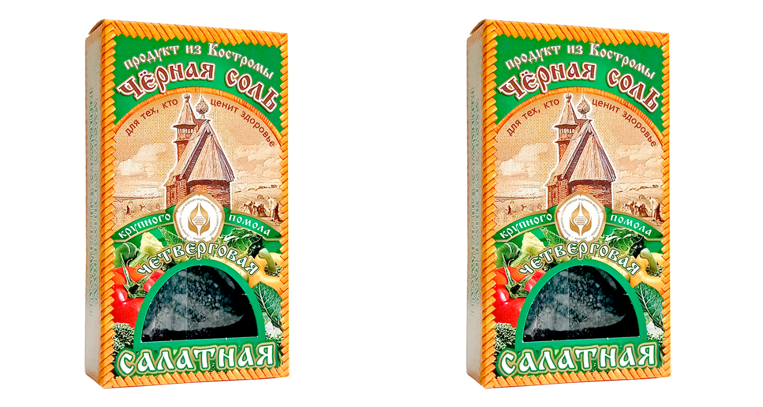 Соль Костромская Четверговая, салатная, высший сорт, 100г, картонная упаковка, 2 уп