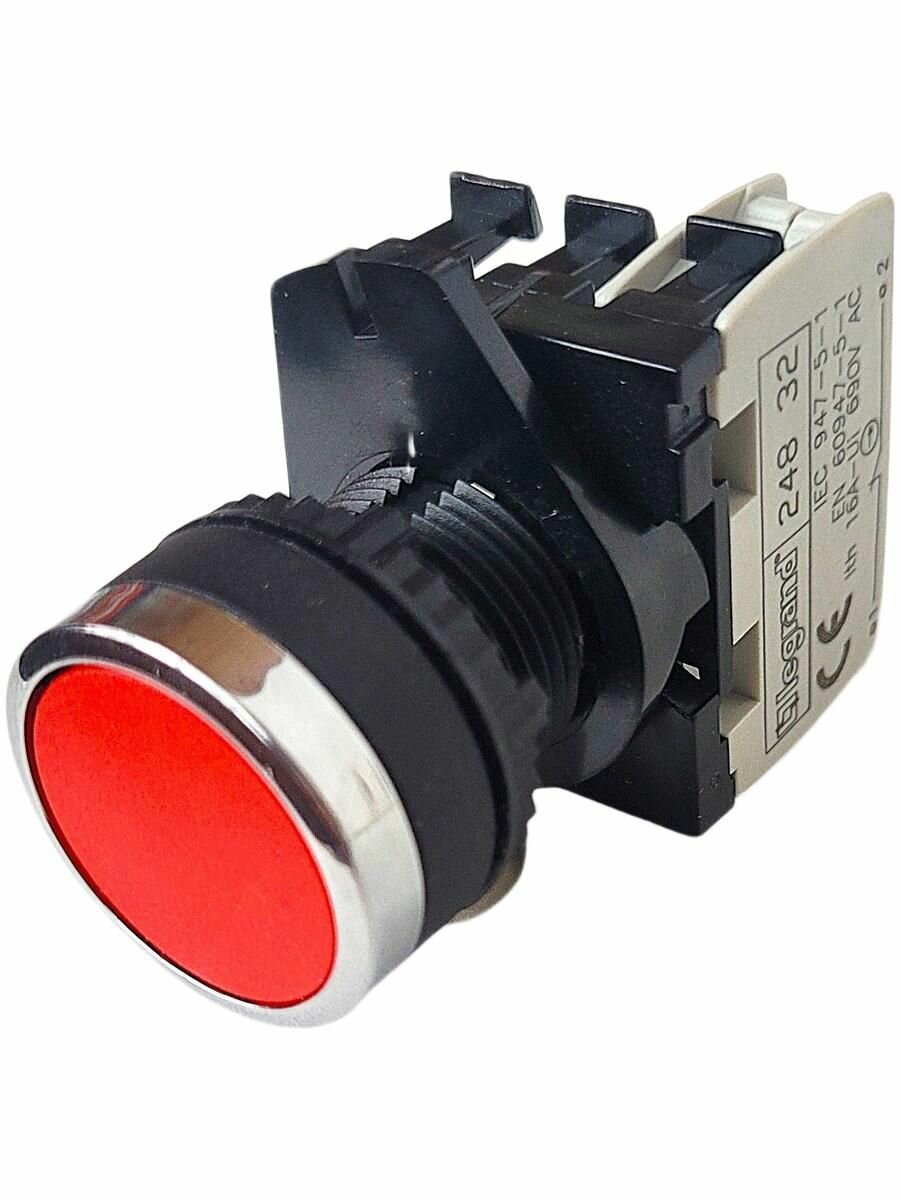 Кнопка "Стоп" красная LEGRAND d28(23)мм без фиксации 1 контакт нормально замкнутый.