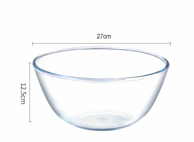 Прозрачная салатница, миска из утолщенного стекла, термостойкая бытовая миска для микроволновой печи！