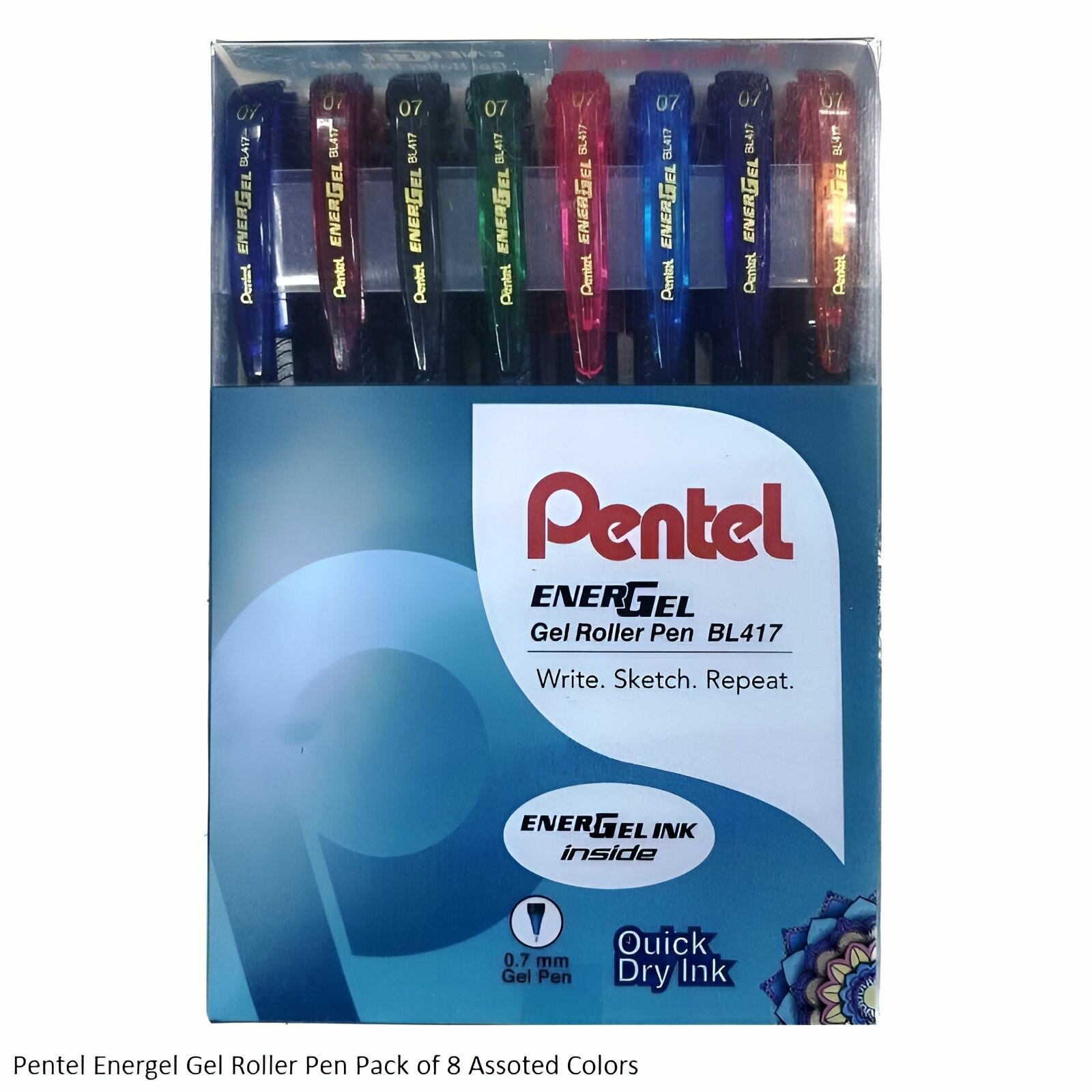 Pentel EnerGel ручки гелевые, набор 8 цветов чернил, BL417PC8M