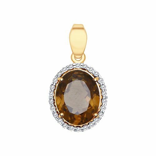 Подвеска, золото, 585 проба, раухтопаз