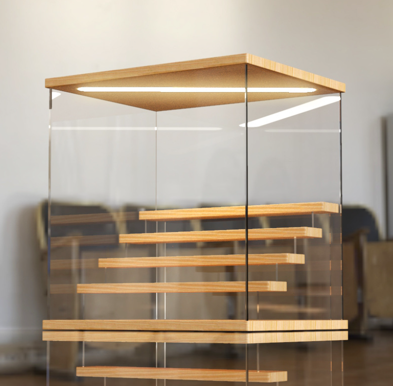 Ящик-футляр для хранения игрушек и коллекционных фигурок с подсветкой MyPads, одинарный трехъярусный бокс вмещает в себя до 12 фигурок, защищает от.