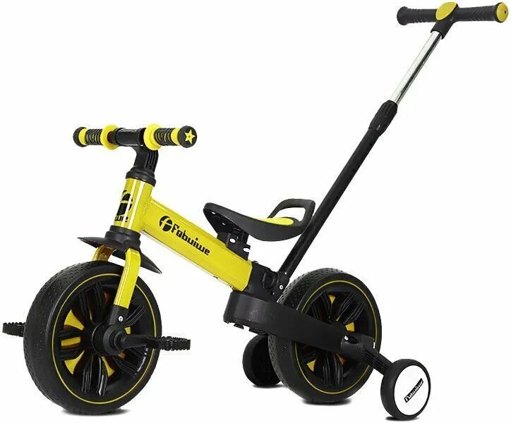 Детский велосипед-беговел 4 в 1 Fobuiwe 110 с родительской ручкой - FB-110-PLUS-YELLOW