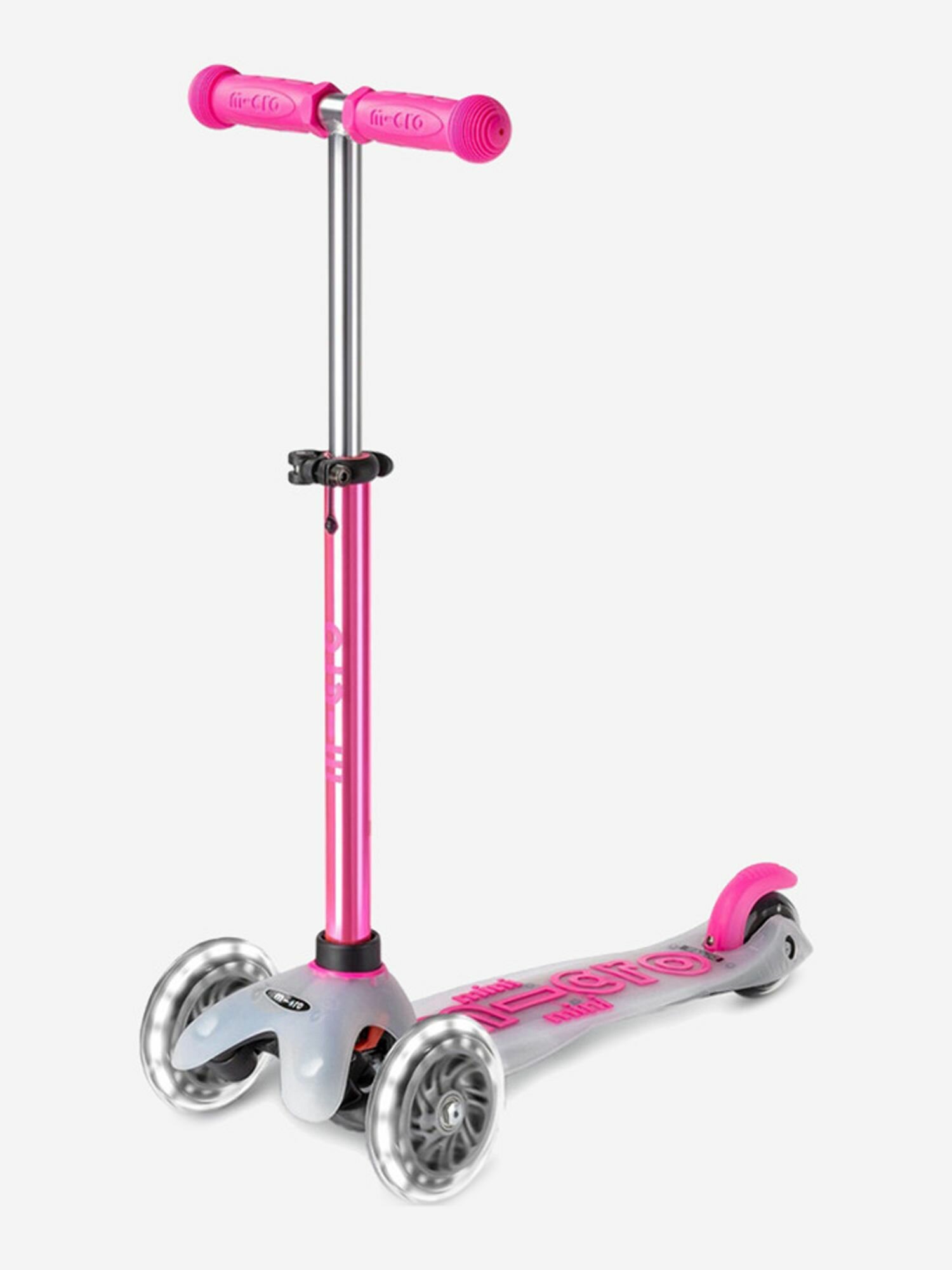 Самокат Micro Mini Deluxe, LED колеса, съемный руль, максимальная нагрузка 50кг, розовый