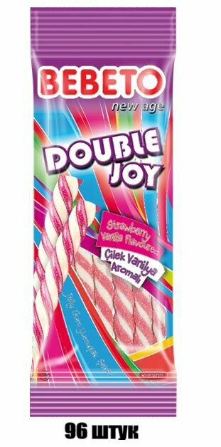 Bebeto Мармелад жевательный Double Joy, вкус клубники и ванили, 75 г, 96 шт