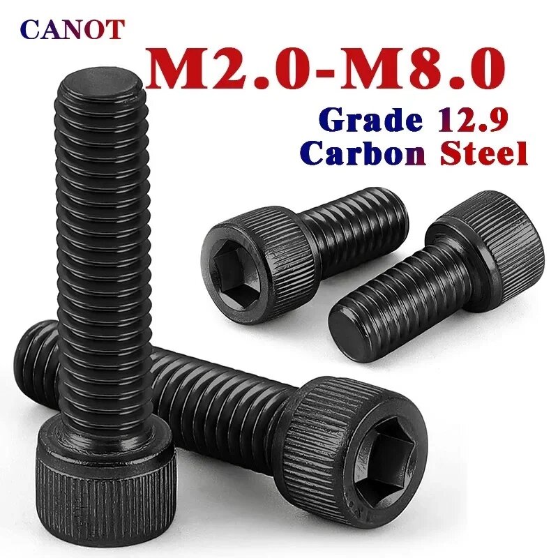 Винты шестигранные LOOZI M3 x 8mm, черные, 50шт